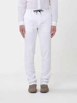 MASON'S Linen And Cotton Blend Drawstring Trousers White