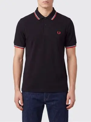 Fred Perry Cotton Polo Shirt With Contrast Tipping And Embroidered Logo Black