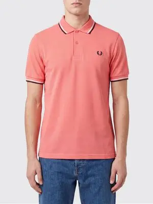 Fred Perry Cotton Polo Shirt With Contrast Tipping And Embroidered Logo Pink