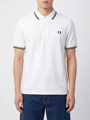 Fred Perry Cotton Polo Shirt With Contrast Tipping And Embroidered Logo - White