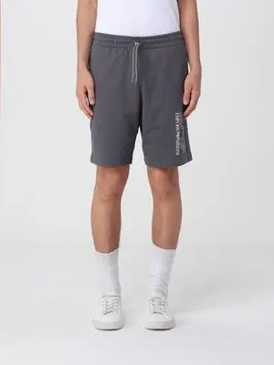 EA7 Cotton Jogging Shorts With Logo - Grey