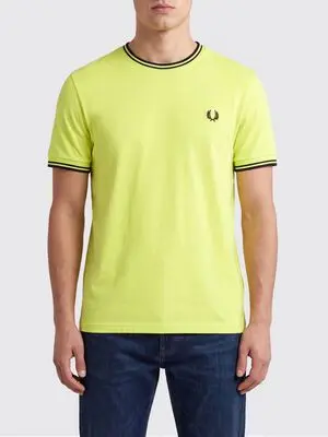 Fred Perry Slim Fit Cotton T-shirt With Contrast Trims And Embroidered Logo