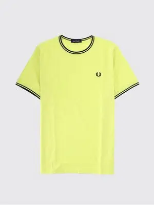 Fred Perry Slim Fit Cotton T-shirt With Contrast Trims And Embroidered Logo