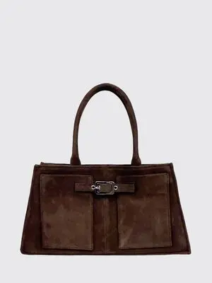 Gimaguas Annamaria Suede Leather Shoulder Bag With Double Handle - Brown