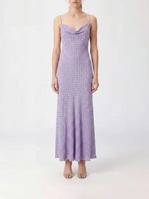 Pinko Long Dress With Embellishments - Violet
