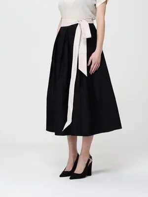 Max Mara Baschi Cotton Blend Twill Midi Skirt - Black