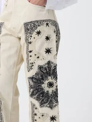 R13 Embroidered Denim Cropped Fit Jeans