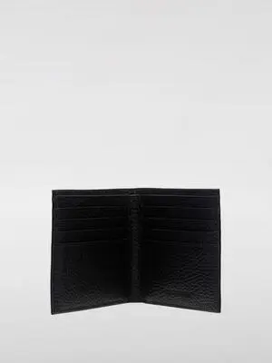 Emporio Armani Pebbled Leather Horizontal Bifold Wallet With Applied Logo