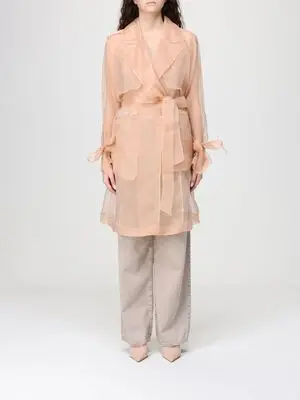 Pinko Organza Trench Coat With Belt - Pink