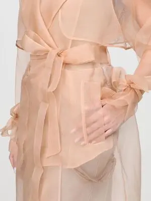 Pinko Organza Trench Coat With Belt - Pink