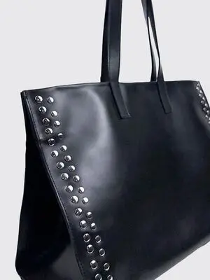 Gimaguas Large Leather Shopping Bag With Double Handle And Lettering Logo