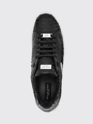 Philipp Plein Python Print Leather Sneakers With Hexagon - Black
