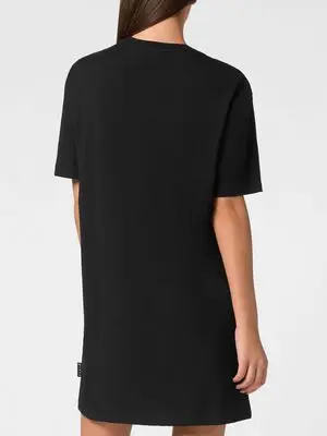Philipp Plein Cotton T-shirt Mini Dress With Tone-on-tone Logo And Crew Neck