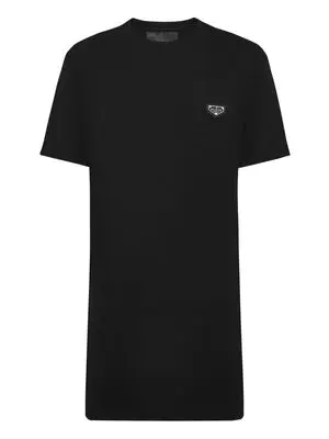 Philipp Plein Cotton T-shirt Mini Dress With Tone-on-tone Logo And Crew Neck