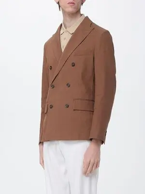 PAOLO PECORA Linen And Viscose Double-breasted Blazer - Hazel
