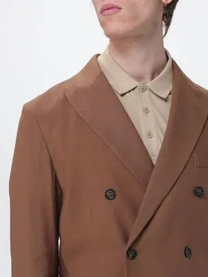 PAOLO PECORA Linen And Viscose Double-breasted Blazer - Hazel