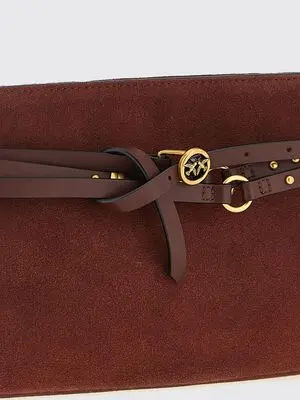 Pinko Suede Shoulder Bag With Studded Belt Detail - Burgundy