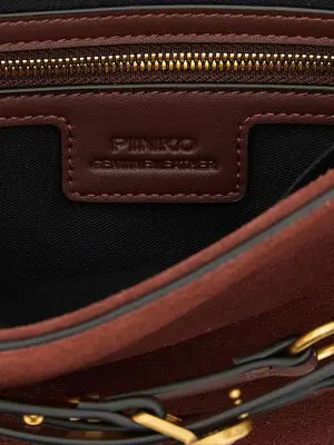 Pinko Suede Shoulder Bag With Studded Belt Detail - Burgundy