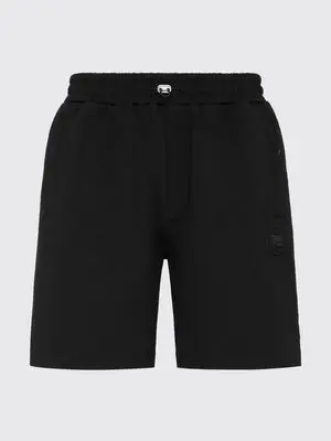 PLEIN SPORT Solid Cotton Shorts With Drawstring Waist - Black