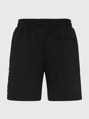 PLEIN SPORT Solid Cotton Shorts With Drawstring Waist - Black