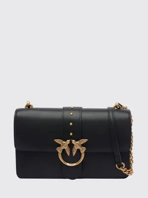 Pinko Love Bag One Monogram Leather Crossbody Bag With Studs - Black
