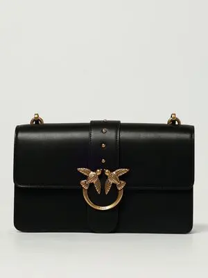 Pinko Love Bag One Monogram Leather Crossbody Bag With Studs - Black