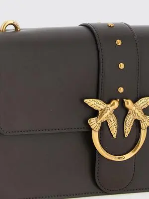 Pinko Leather Crossbody Bag With Bird Clasp - Brown