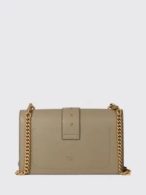 Pinko Leather Crossbody Bag With Bird Clasp - Grey