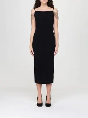 Pinko Embellished Square Neck Midi Dress - Black