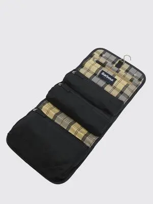 Barbour Waxed Cotton Utility Wash Bag With Leather Trim - Navy