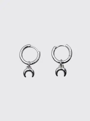 MARINE SERRE Plated Brass Crescent Moon Logo Earrings - Silver