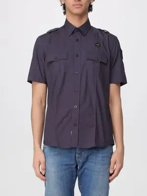 BLAUER. Casual Cotton Shirt - Blue