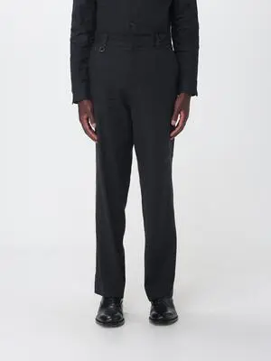 PAOLO PECORA Linen Blend Straight Trousers - Black