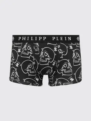 Philipp Plein Stretch Cotton Blend Boxer Shorts With Skull Print - Black