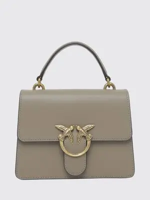 Pinko Mini Love Bag Monogram Calf Leather Handbag With Logo - Grey