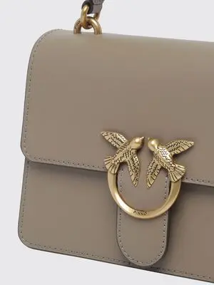 Pinko Mini Love Bag Monogram Calf Leather Handbag With Logo - Grey