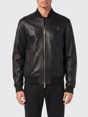 BILLIONAIRE Leather Bomber Jacket - Black
