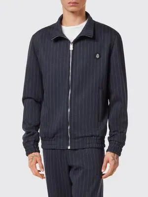 BILLIONAIRE Pinstriped Polyester Bomber Jacket - Navy
