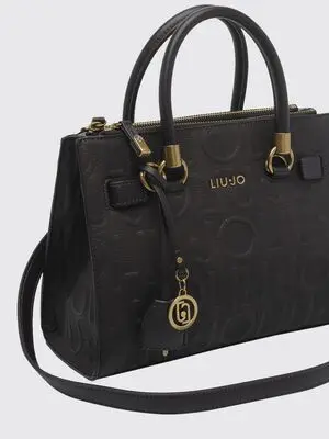 Liu Jo Grained Faux Leather Handbag With Monogram And Logo Charm - Brown