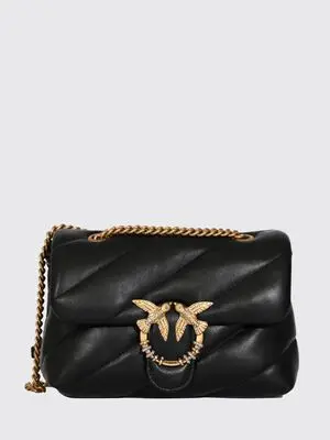 Pinko Quilted Leather Shoulder Bag With Bird Clasp