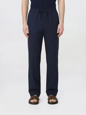 Brioni Linen And Cotton Trousers With Drawstring - Blue