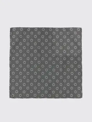 Brunello Cucinelli Silk Pocket Square With Geometric Print - Grey