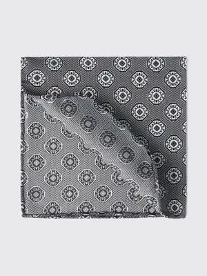 Brunello Cucinelli Silk Pocket Square With Geometric Jacquard Pattern - Grey