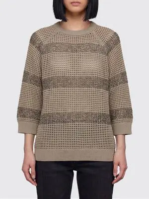 Brunello Cucinelli Cotton Knit With Sequins - Beige