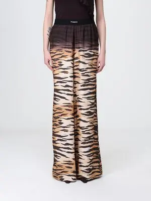 Pinko Animal Print Viscose Palazzo Trousers - Brown