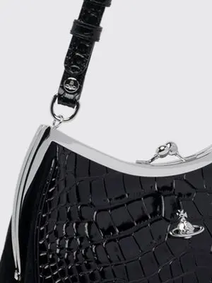 VIVIENNE WESTWOOD Orb Crocodile Print Leather Shoulder Bag