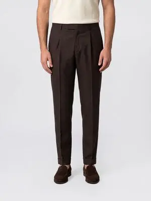 PT TORINO Stretch Virgin Wool Tailored Trousers - Brown