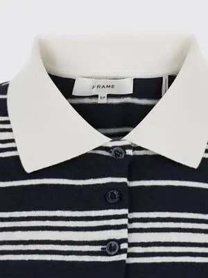 FRAME Striped Polo Shirt With Contrast Collar