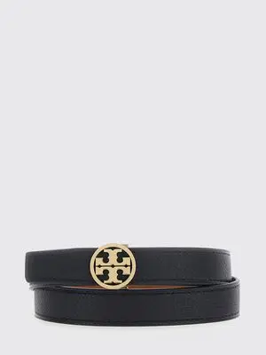 Tory Burch Reversible Calfskin Leather Belt With Double T Buckle - Black