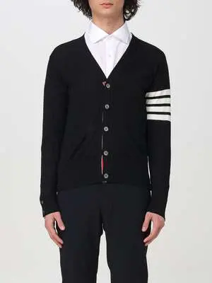Thom Browne Cardigan With Four-bar Detail - Black